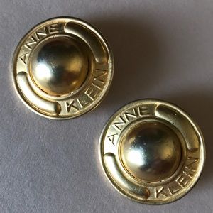Anne Klein | Jewelry | Vintage Anne Klein Logo Shield Gold Tone Clipons ...
